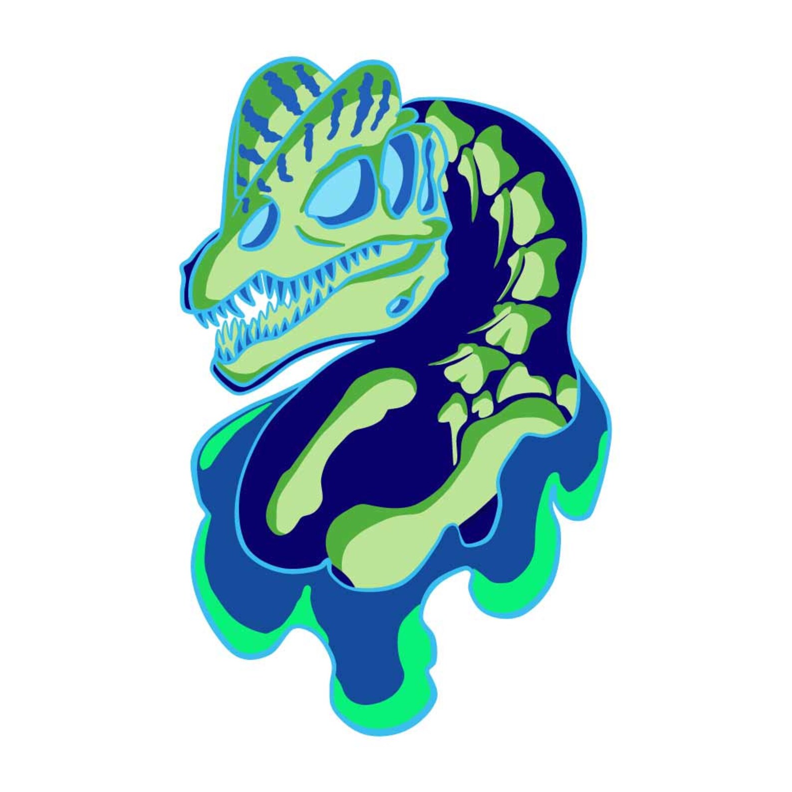 Dilo Dilophosaurus Skeleton With Goo Drips Multiple Colors | Etsy