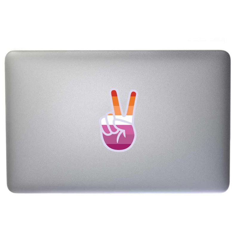 Peace Sign Hand Emoji Inclusive Lesbian Flag - LGBTQ+ Pride - Indoor ...