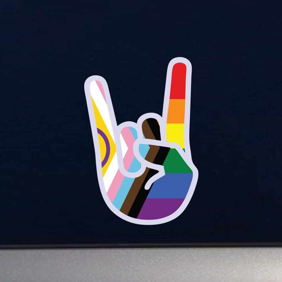 Intersex Progress Rocker, Sign of the Horns Hand Emoji Flag POC and ...