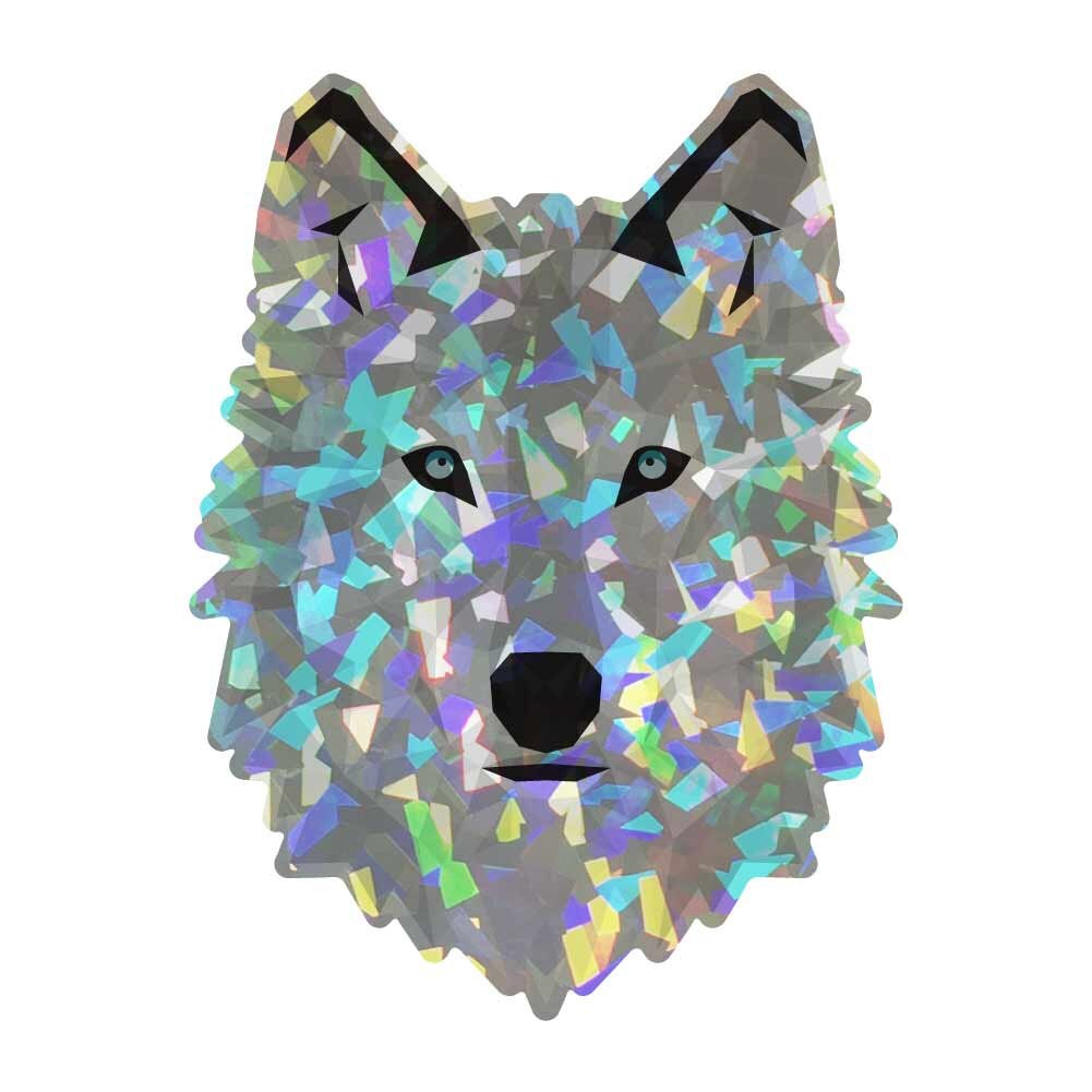 Low Poly Geometric Wolf Retro Holographic Flake Indoor | Etsy