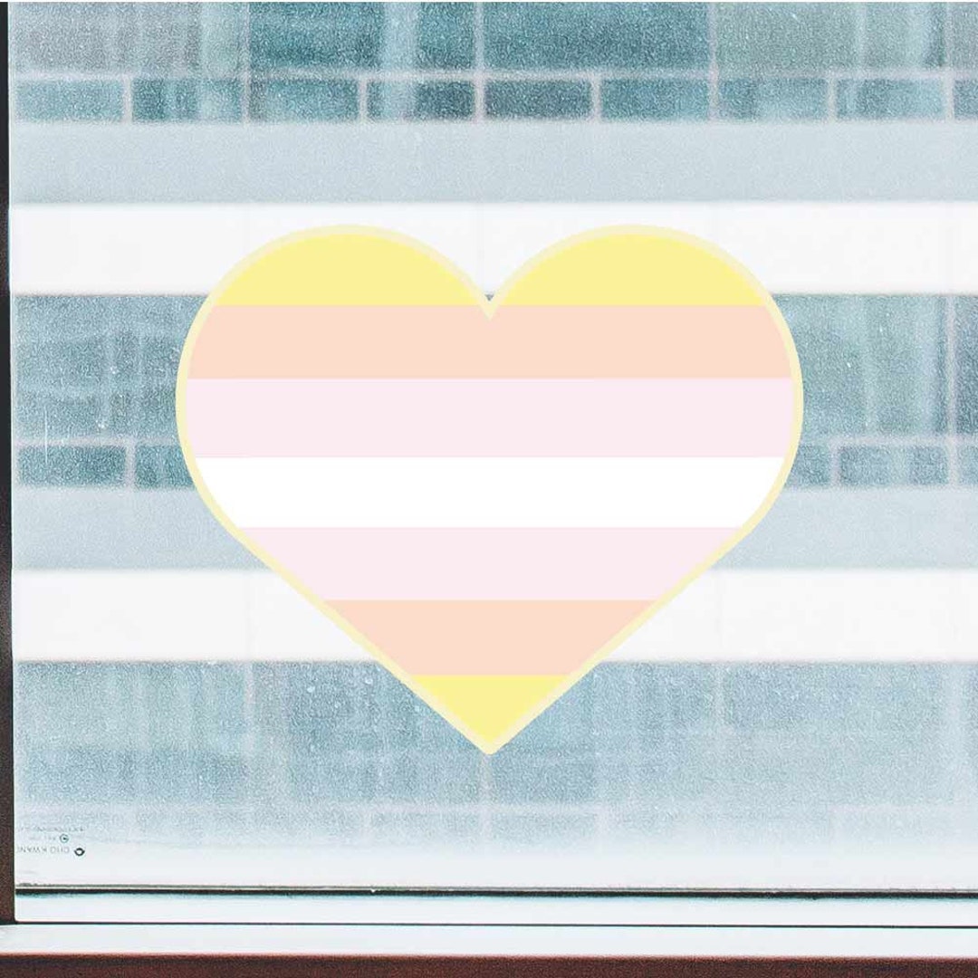Pangender Heart, LGBTQIA+ Pride Flag - Full Color Static Window Cling ...