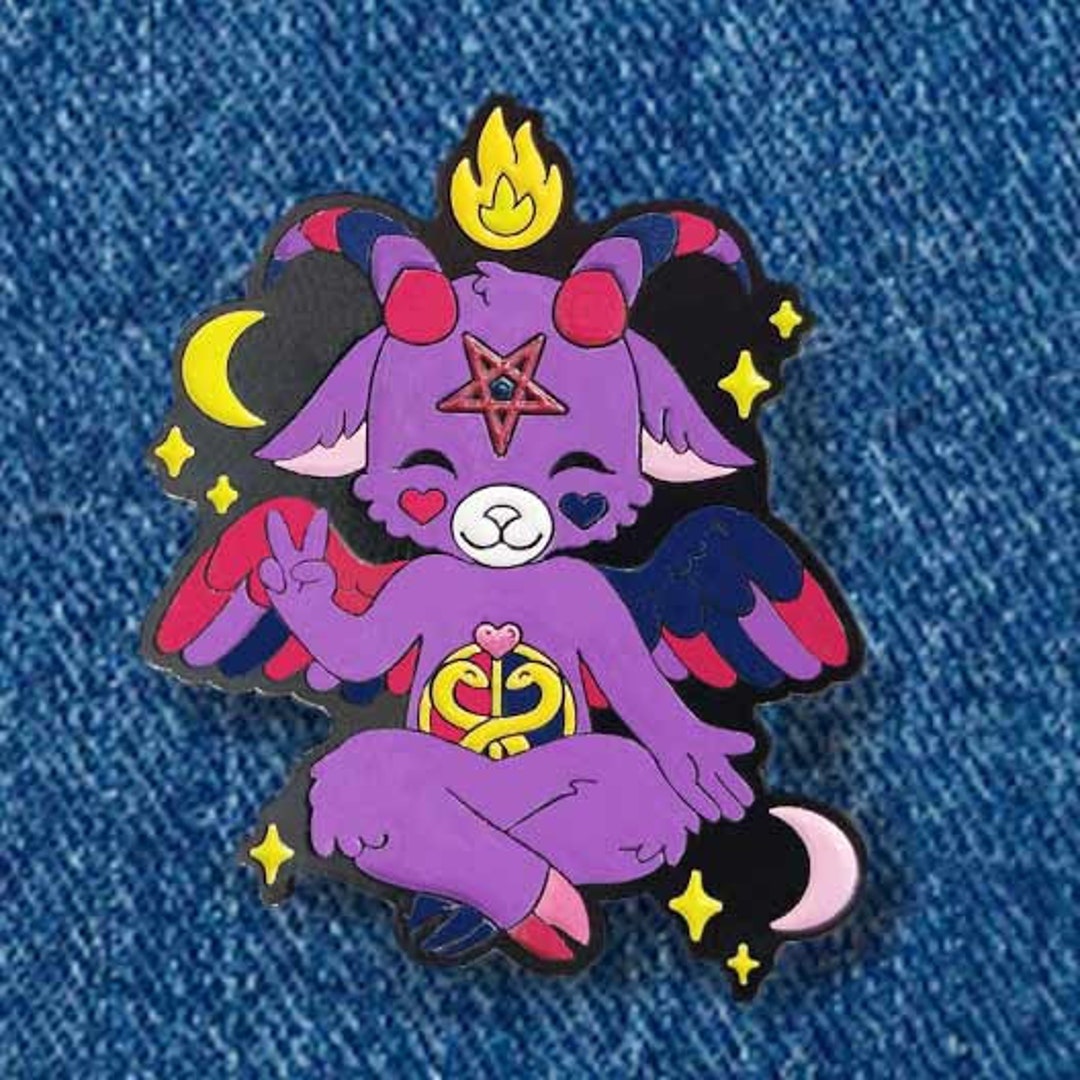 Bisexual Pride Hidden Flag Adorable Baphomet Soft Enamel 1.5 Enamel Pin ...