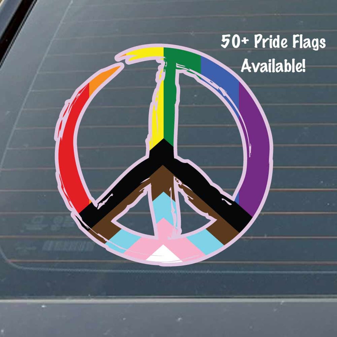 Pride Themed Painted Peace Sign, LGBTQIA+ - Many Pride Flags Available ...