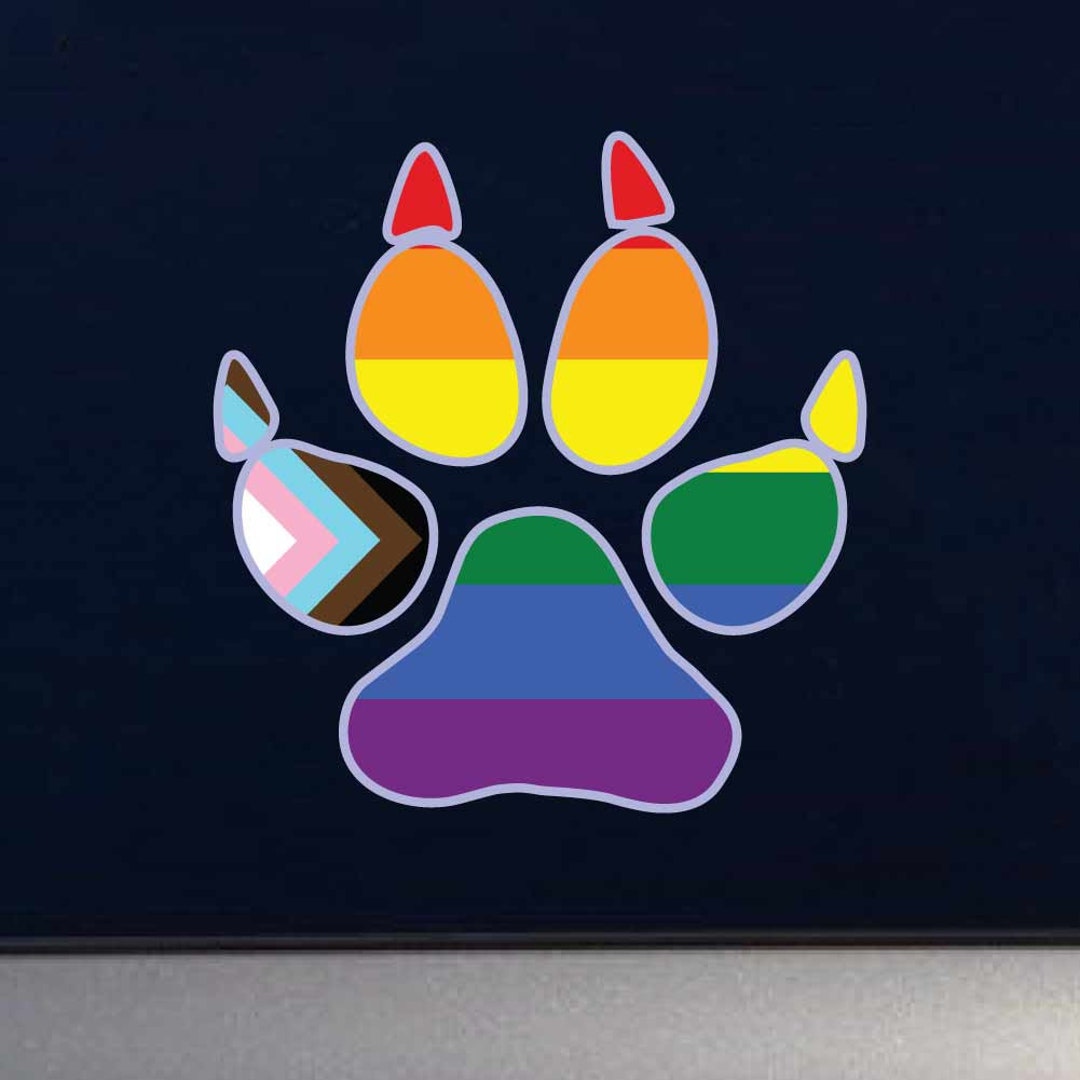 LGBTQ+ Pride Wolf Canine Paw Print Silhouette - Furry Fandom - Many ...