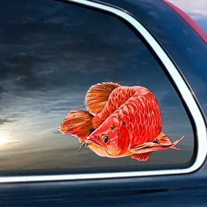 Arowana Super Red Fish - Full Color Vinyl Decal OR Static Window Cling ...