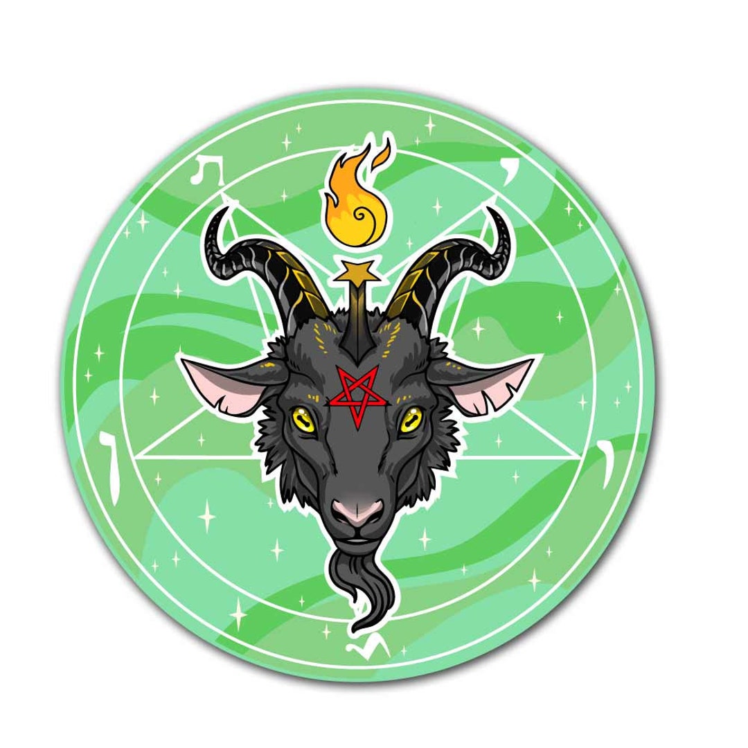 Baphomet, Black Phillip Head With Pentagram, Green - Indoor Outdoor ...