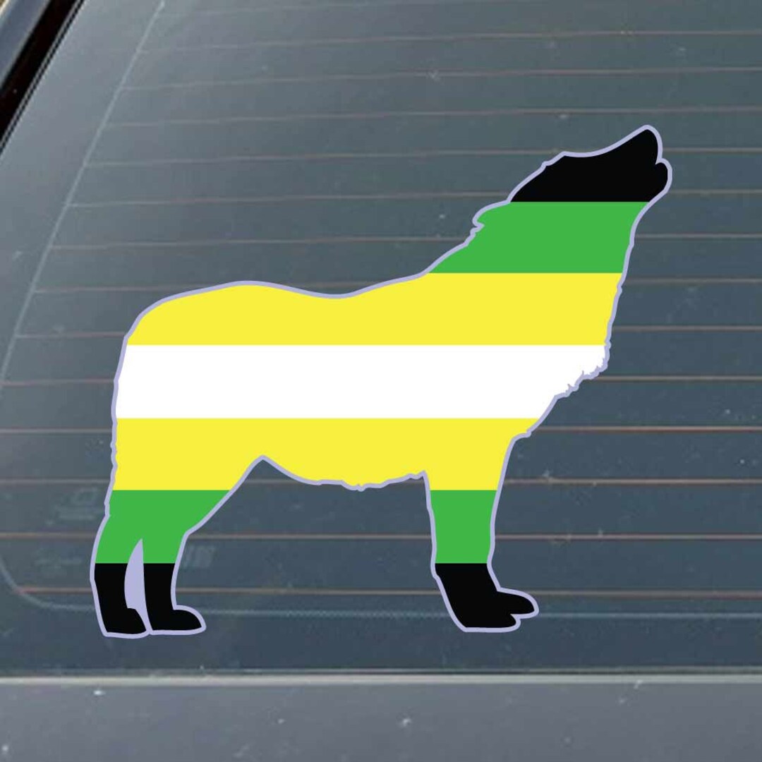 LGBTQ+ Metagender Pride Wolf Silhouette - Furry Fandom Indoor/outdoor ...