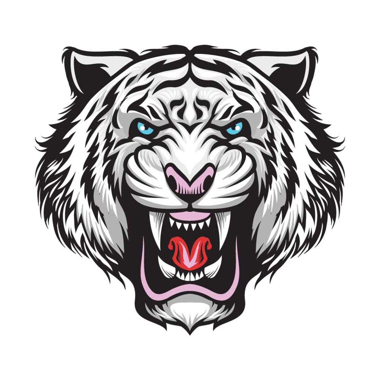 Snarling Tiger Face Indoor Outdoor Vinyl Decal Multiple | Etsy