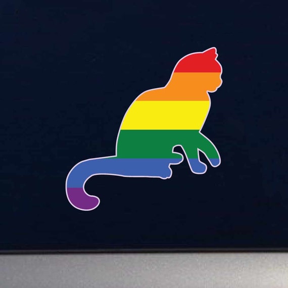 Lgbt Pride Cat Silhouette Furry Fandom Many Pride Flags Etsy
