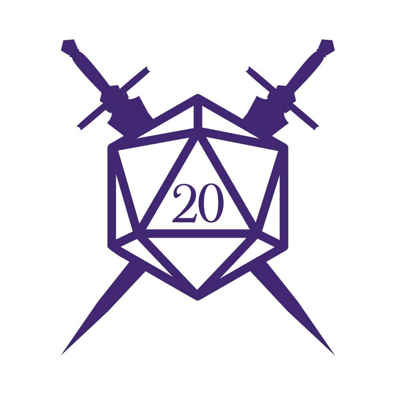 Nat 20 D20 Crossed Swords - Table Top Rpg DND Themed Indoor Outdoor ...