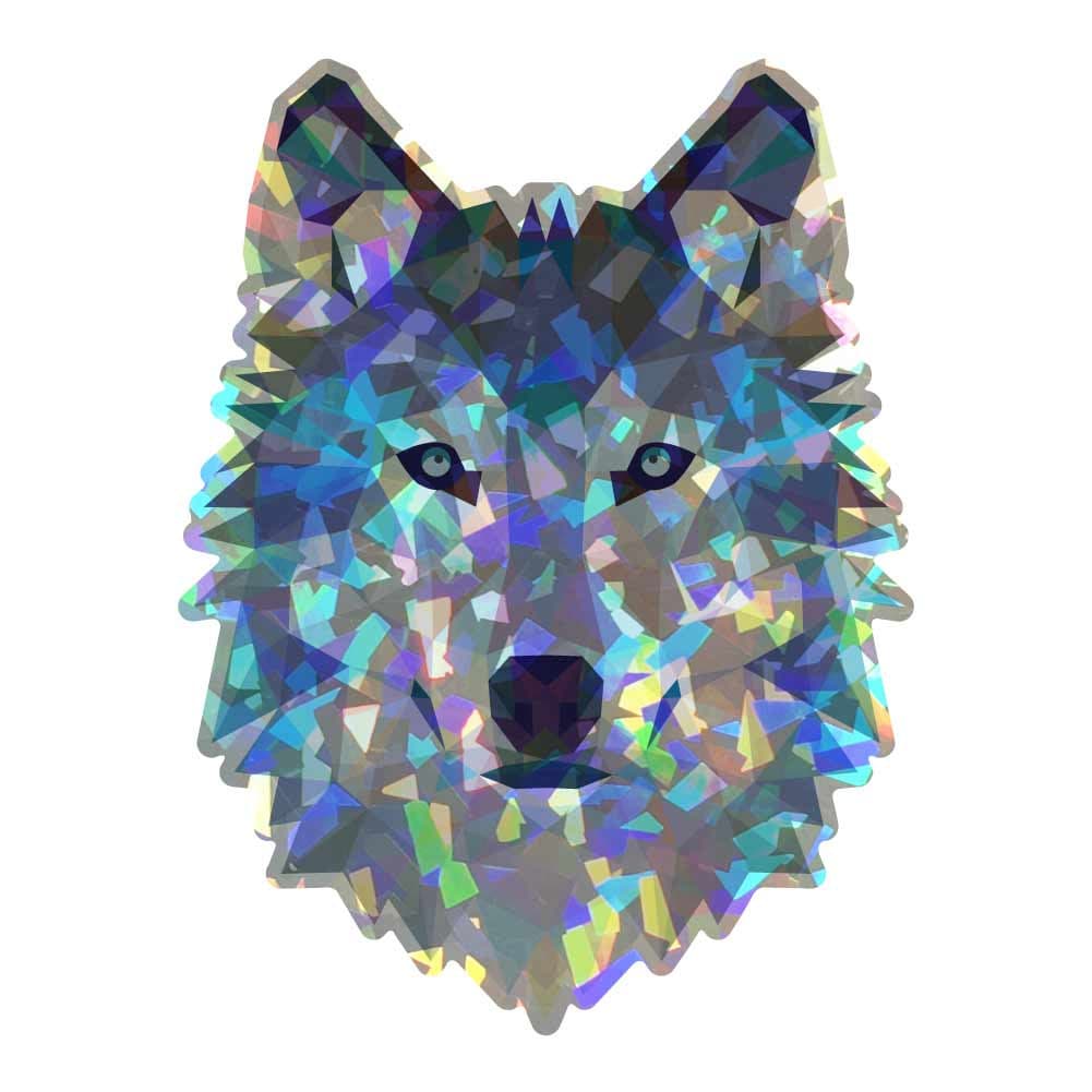 Low Poly Geometric Wolf Retro Holographic Flake Indoor | Etsy