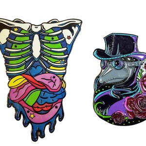 The Good Doctor, Plague Doctor With Roses - 1.25" Pin and 2" Glow in ...