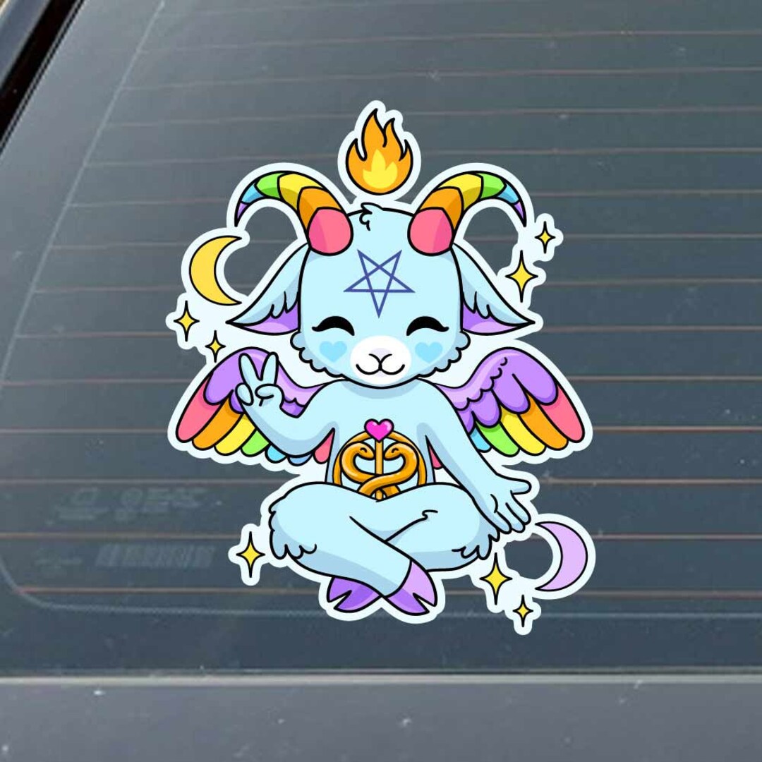 Pastel Blue Cute Baphomet - Indoor Outdoor Vinyl Decal, Multiple Sizes ...