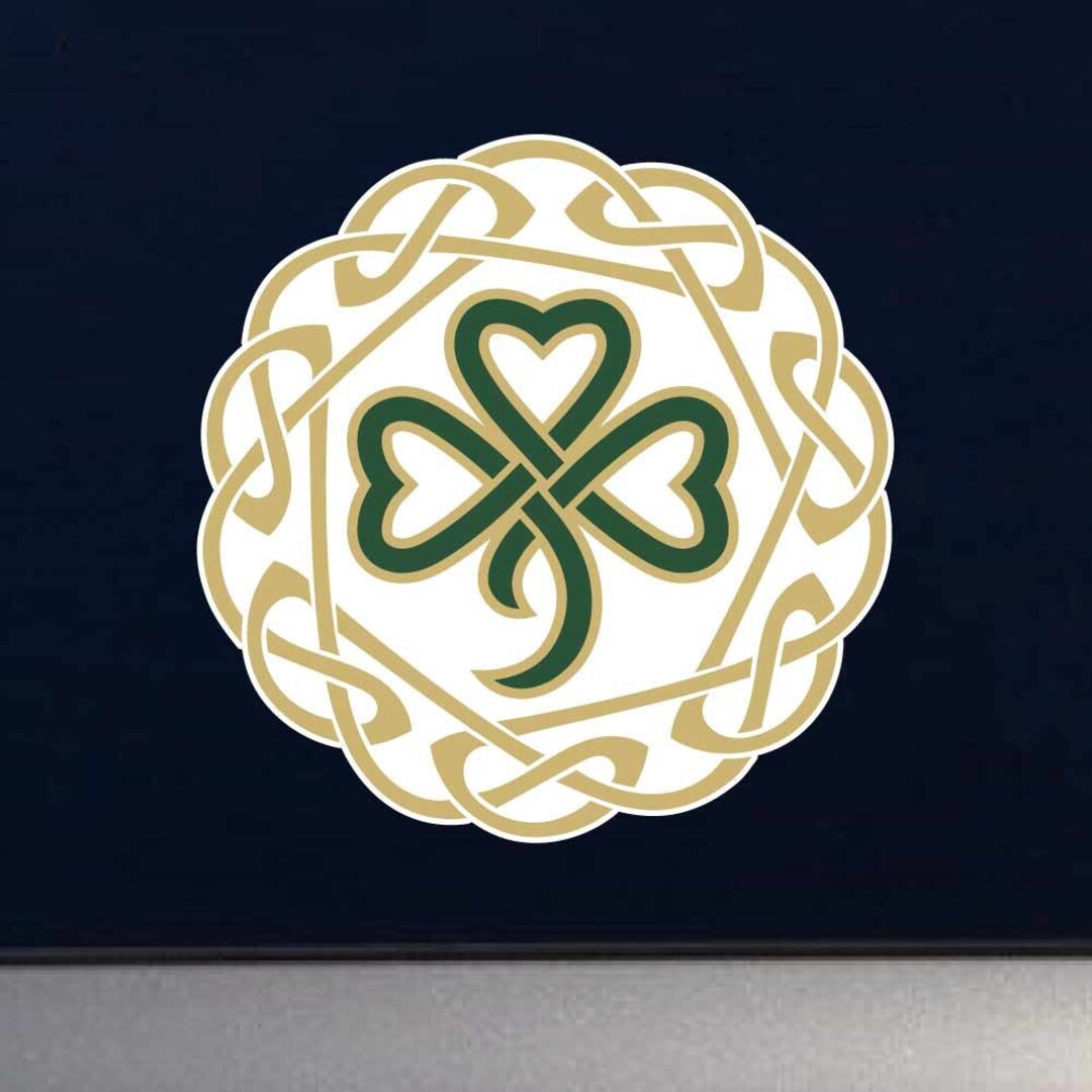 Celtic Clover in Celtic Knot Circle - Indoor Outdoor Vinyl Decal - Etsy