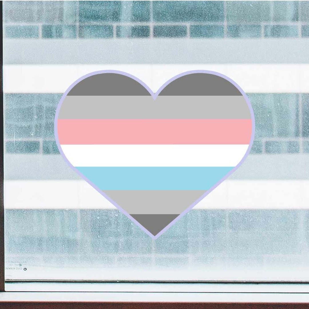 Demiflux Heart Lgbtqia Pride Flag Full Color Static Window Cling Etsy