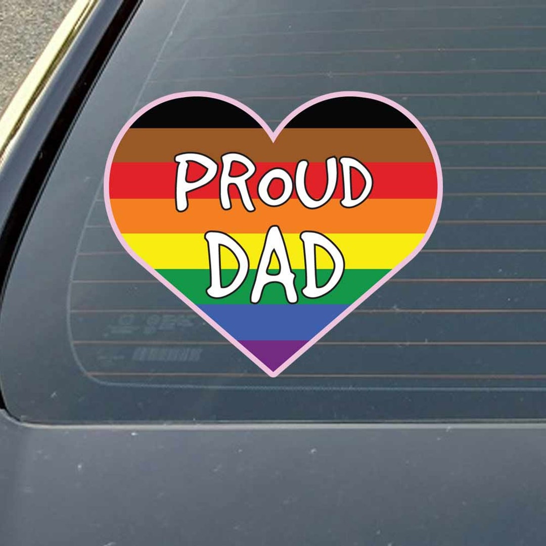 LGBTQ Inclusive POC Rainbow Flag, Proud Dad Heart LGBTQ Pride Indoor ...