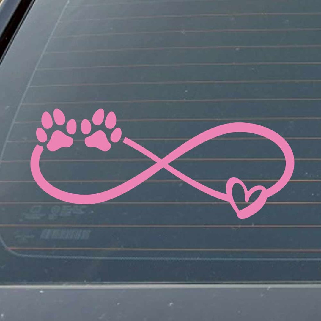 Paw Print Infinity Loop With Heart Indoor Outdoor Vinyl Decal ...