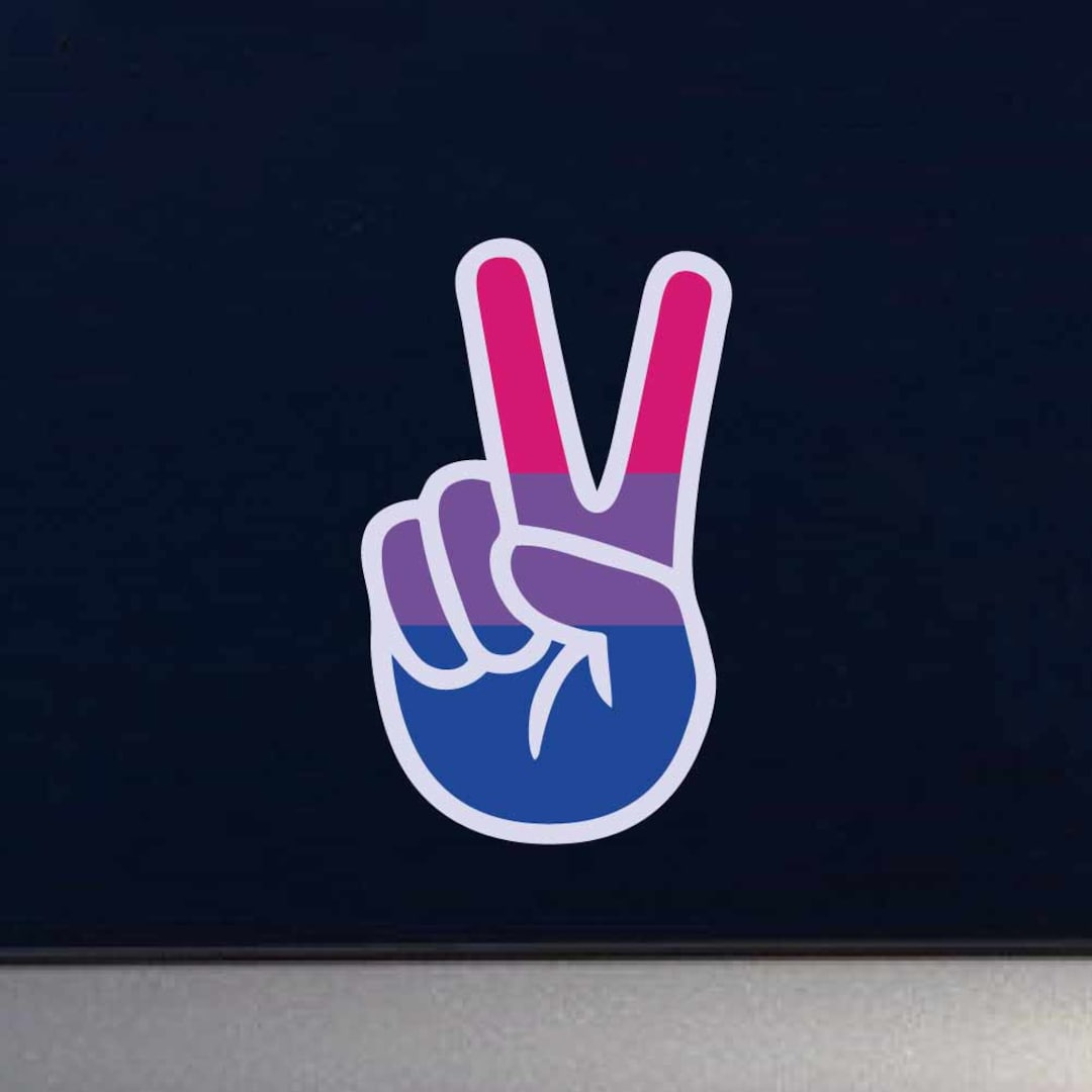 Peace Sign Hand Emoji Bisexual Flag - LGBTQ+ Pride - Indoor Outdoor ...