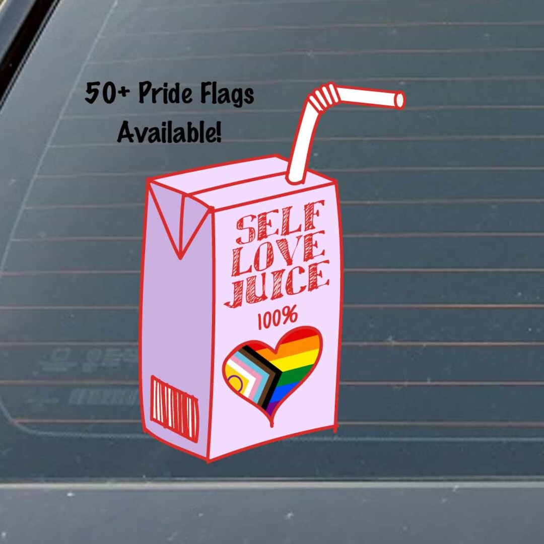 Self Love Juice, Juice Box With Pride Heart - Many Pride Flags ...