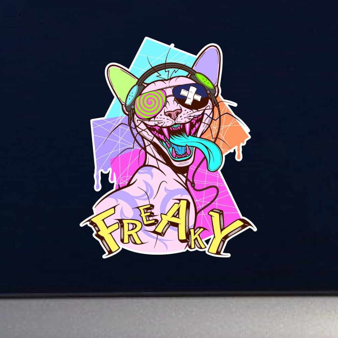 Freaky Fun Sphynx Cat - Indoor Outdoor Vinyl Decal - Etsy