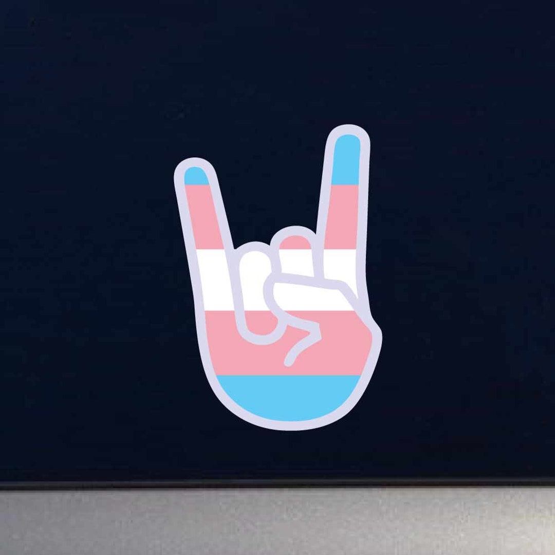 Transgender Rocker, Sign of the Horns Hand Emoji Flag - LGBTQ+ Pride ...