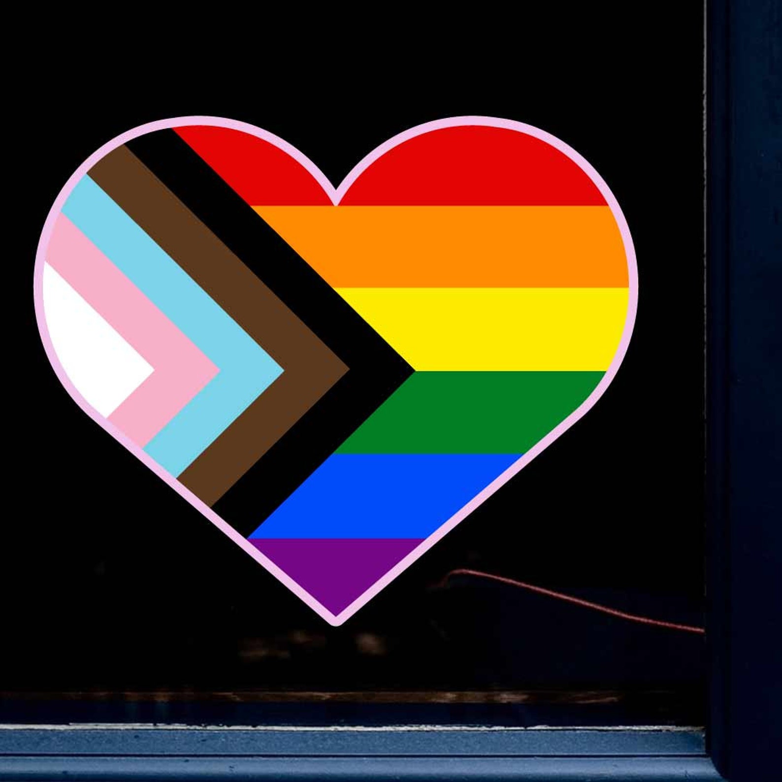 Progress Heart LGBTQIA Pride Flag Full Color Static Window - Etsy