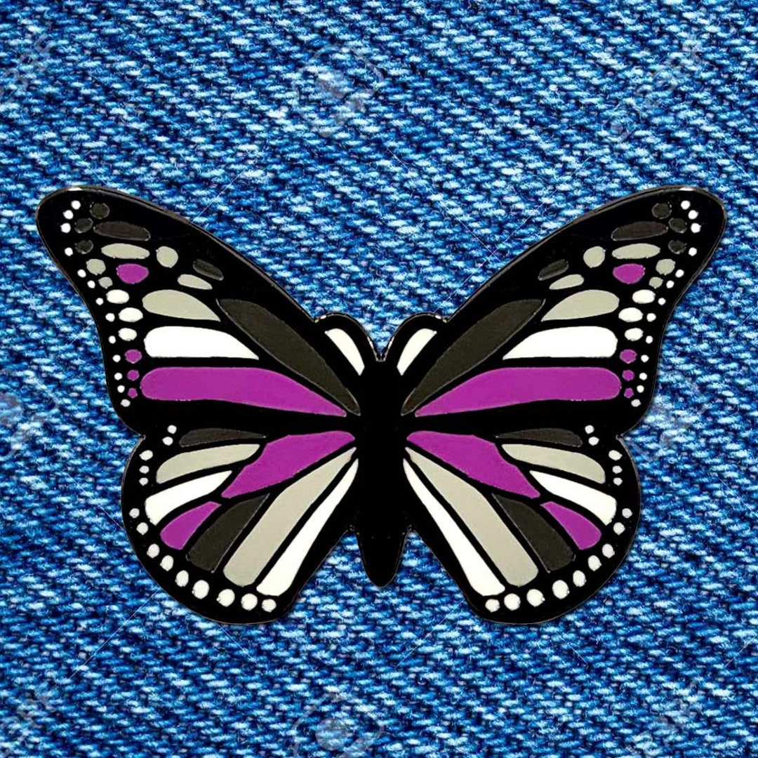 Asexual Hidden Pride Flag Monarch Butterfly, 1.5 Inch Enamel Pin - Etsy