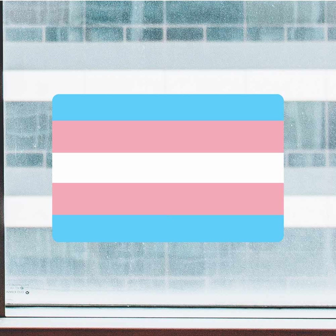Transgender Flag, LGBTQIA+ Pride Flag - Full Color Static Window Cling ...