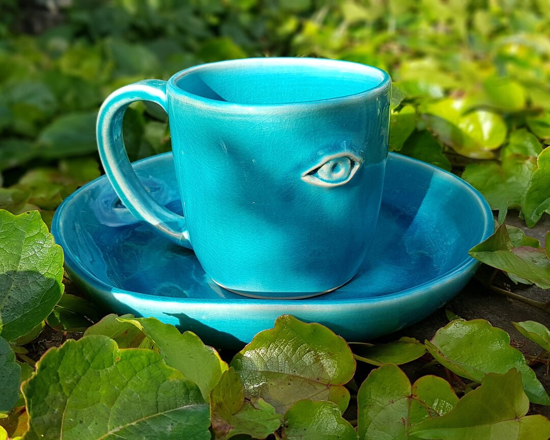 Large Tea Mug 17 Oz Mug With Saucer Inspirational Mug Evil Eye - Etsy