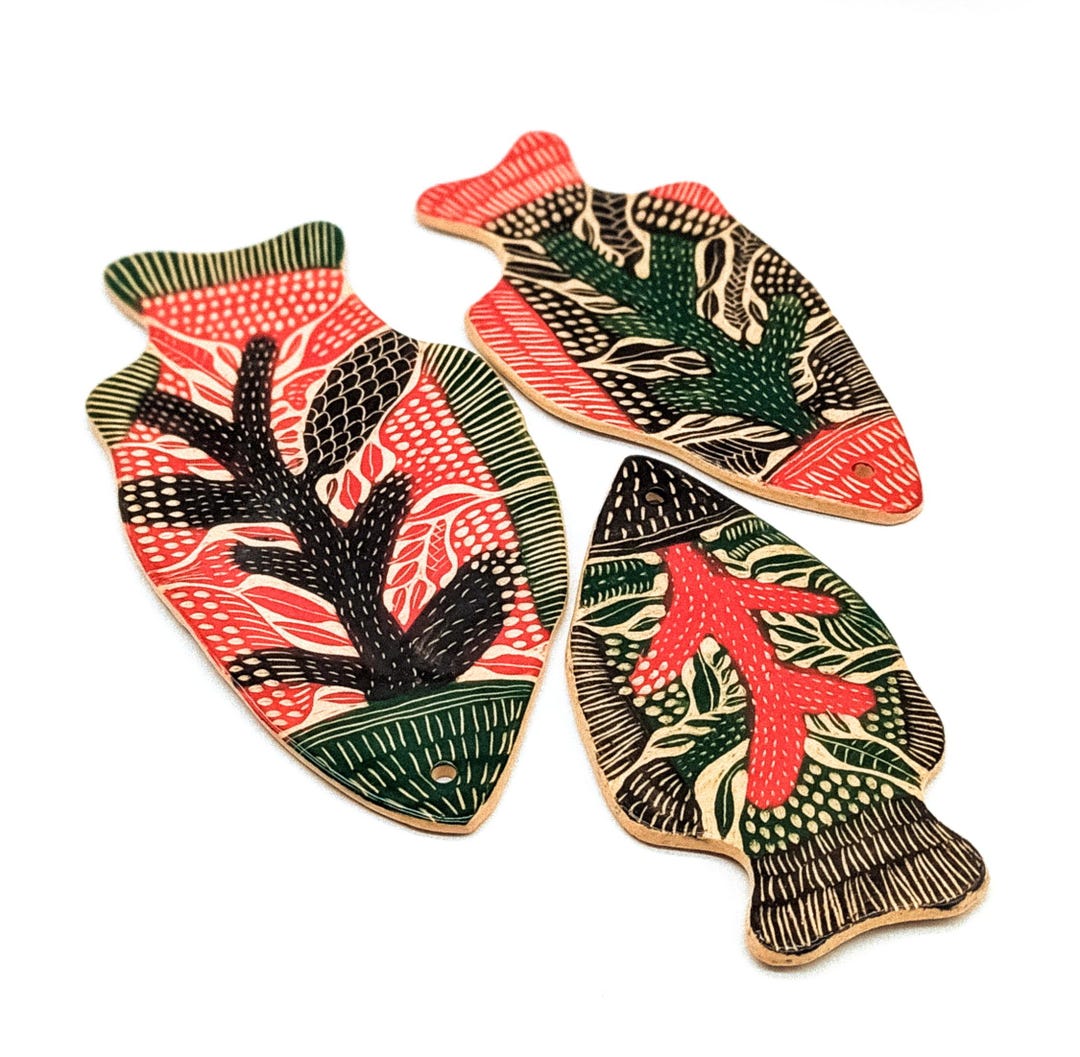 Fish Shaped Ceramic Wall Decor Set, Gift for Fishing Enthusiasts, Home ...