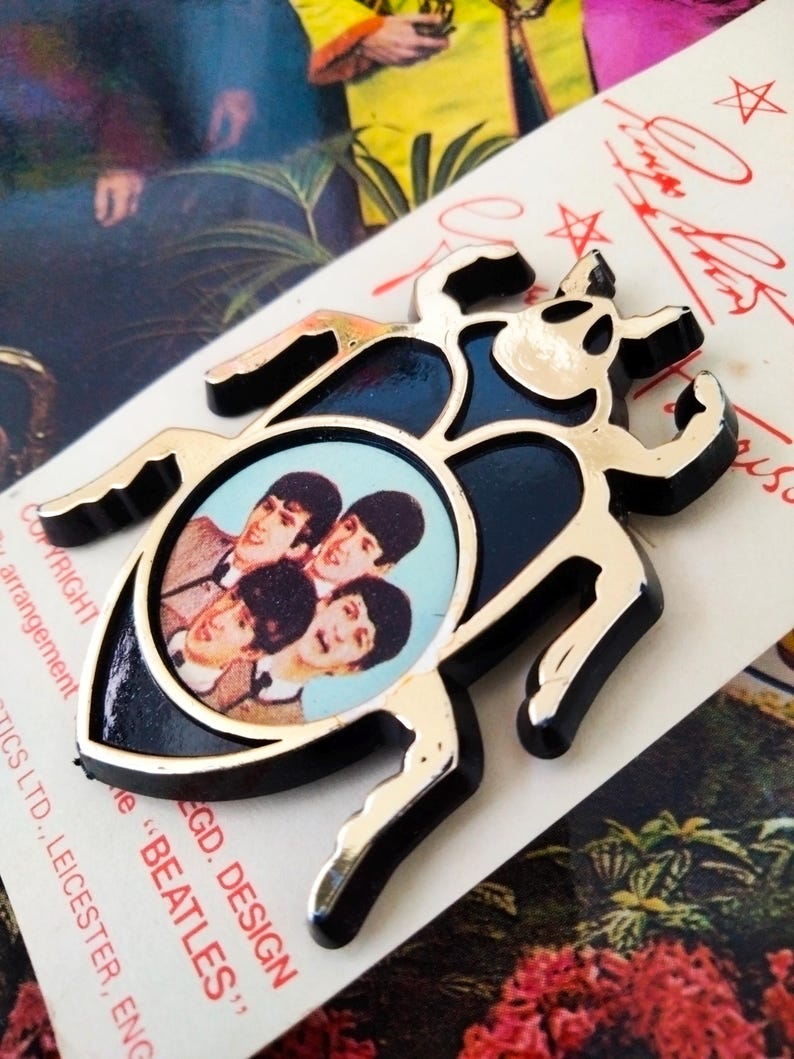 Vintage Beatles Badge Plastic 'beetle' Brooch Pin Invicta England ...
