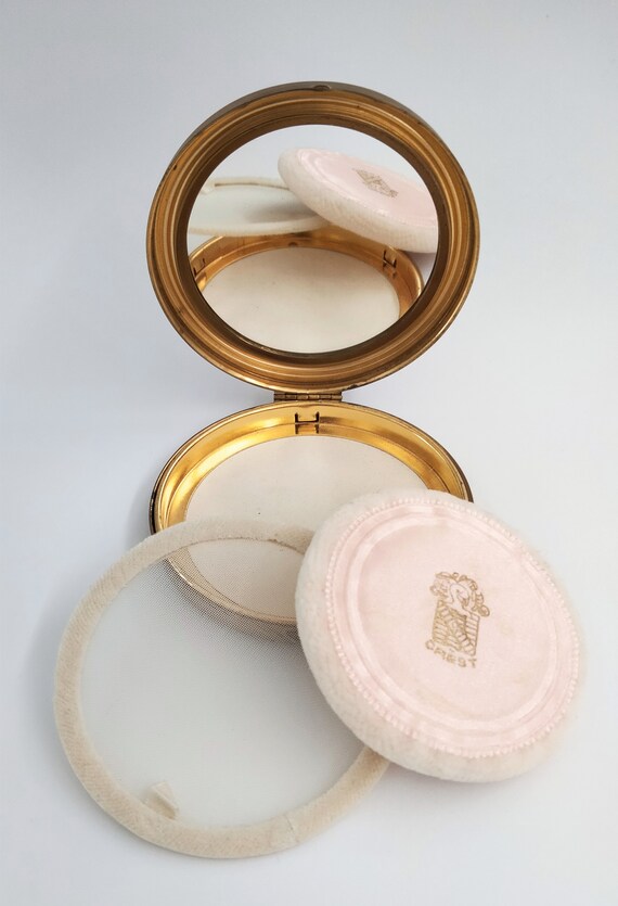 Vintage "CREST" Ladies 1950's Powder Compact Mirror V… - Gem