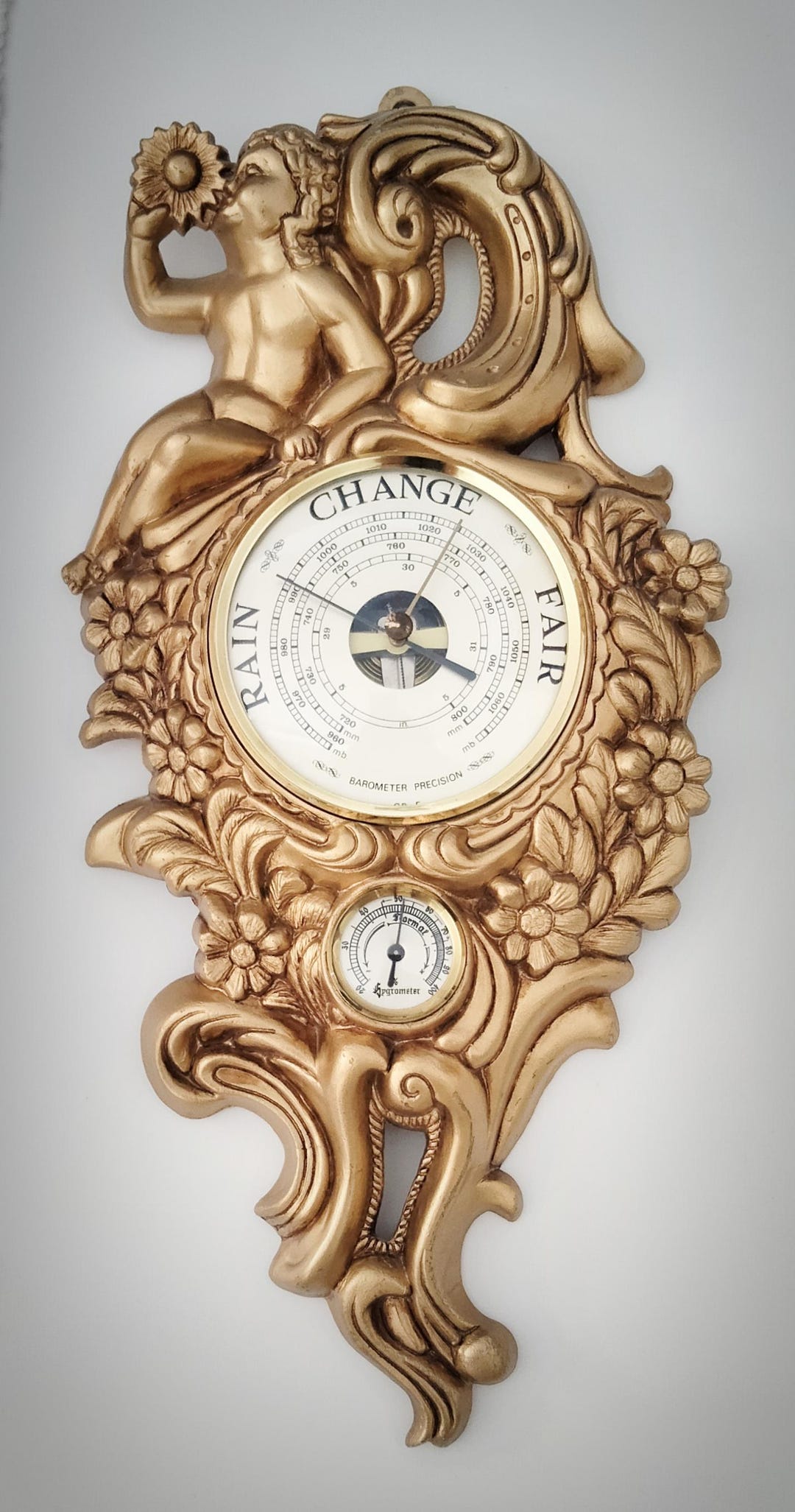 Vintage French Barometer Weather Station Cherub Antique Decor French ...