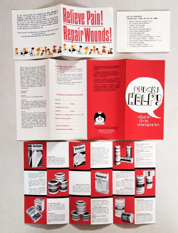 Vintage Medical Handyplast First Aid Kit 1960's Shop … - Gem