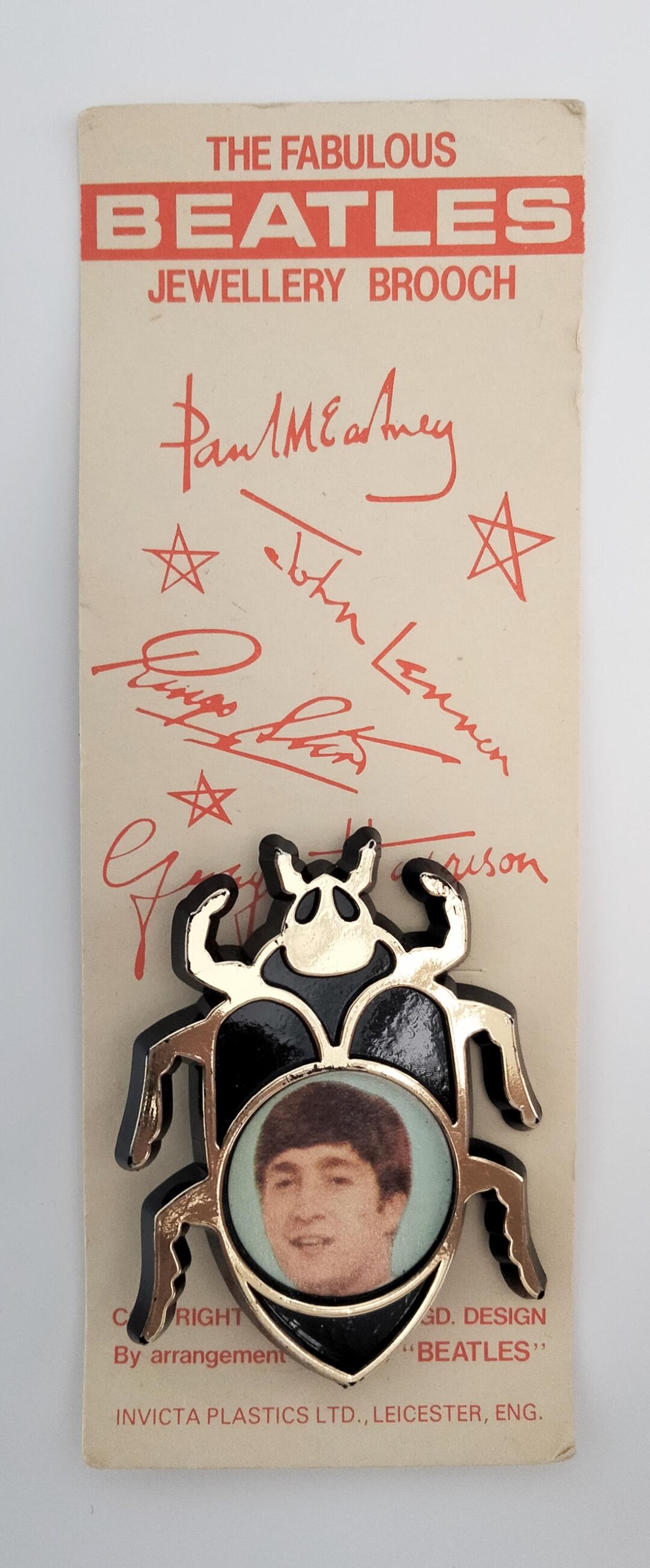 Vintage Beatles Badge Plastic 'beetle' Brooch Pin Invicta England ...