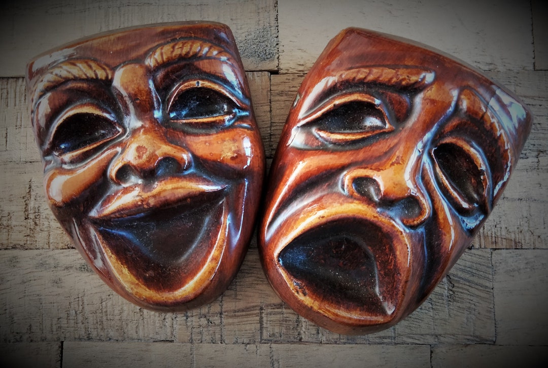 Vintage Theatrical Sorrow & Joy Plaster Masks sock and Buskin Masks ...