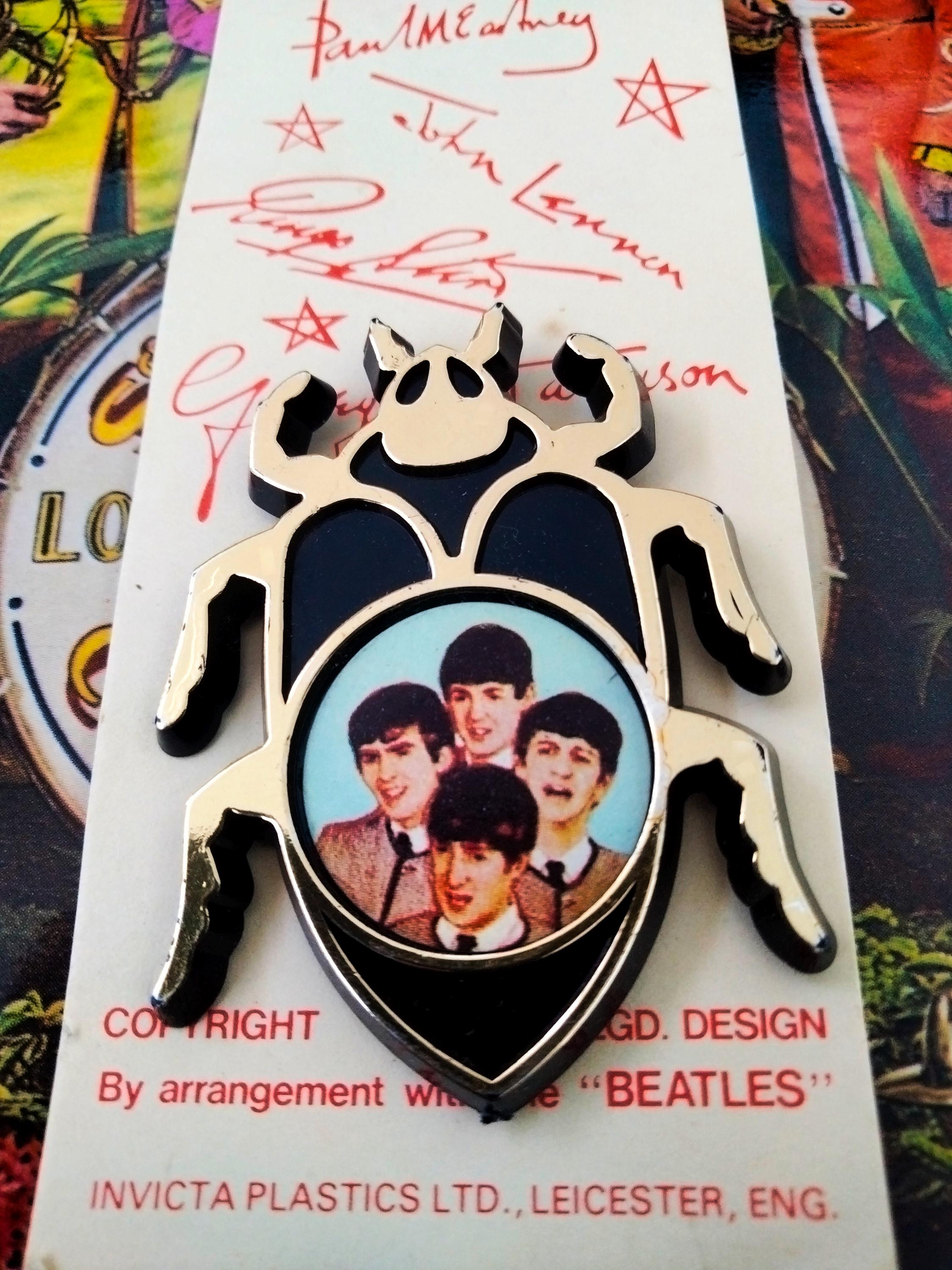 Vintage Beatles Badge Plastic 'beetle' Brooch Pin Invicta England ...