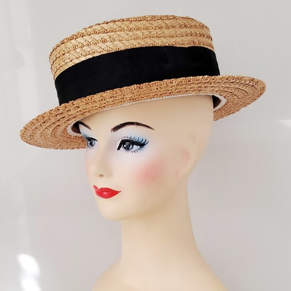 Straw Boater Hat - Etsy