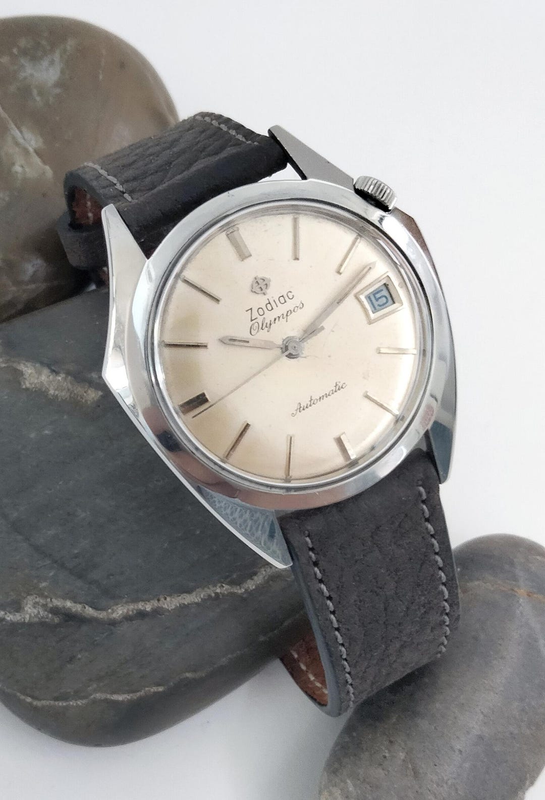 VIDEO* Rare Swiss "zodiac Olympos" 1970's Automatic Steel Sports Watch ...