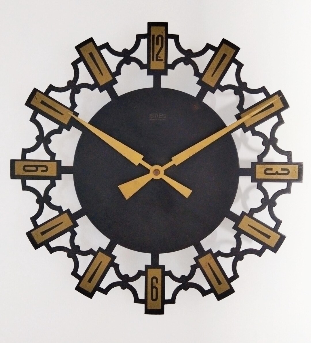 VIDEO* Rare Vintage EMES Starburst Atomic Brutalist Metal Wall Clock ...