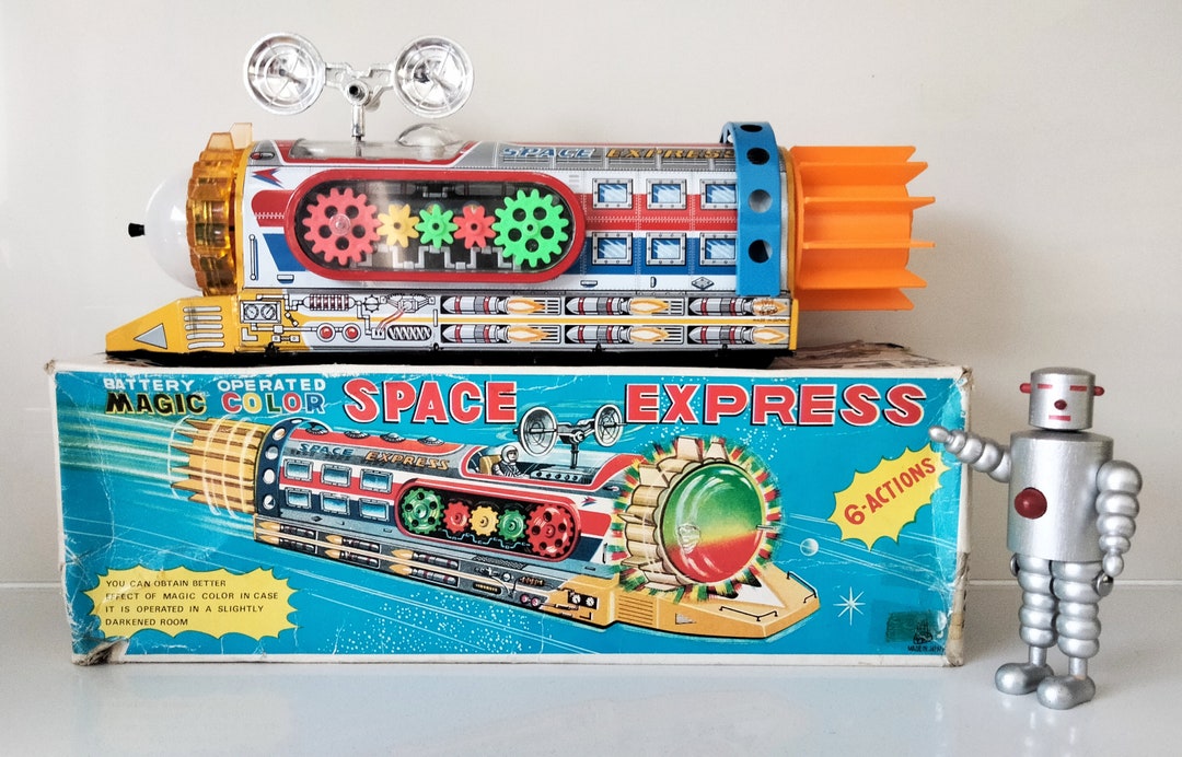 VIDEO Ultra Rare space Express Vintage Tinplate Spaceship Toy Japan ...