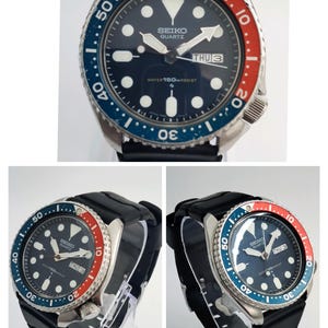 VIDEO* Vintage "pepsi" SEIKO 150M Turtle Quartz Diver 7548 Day/date ...