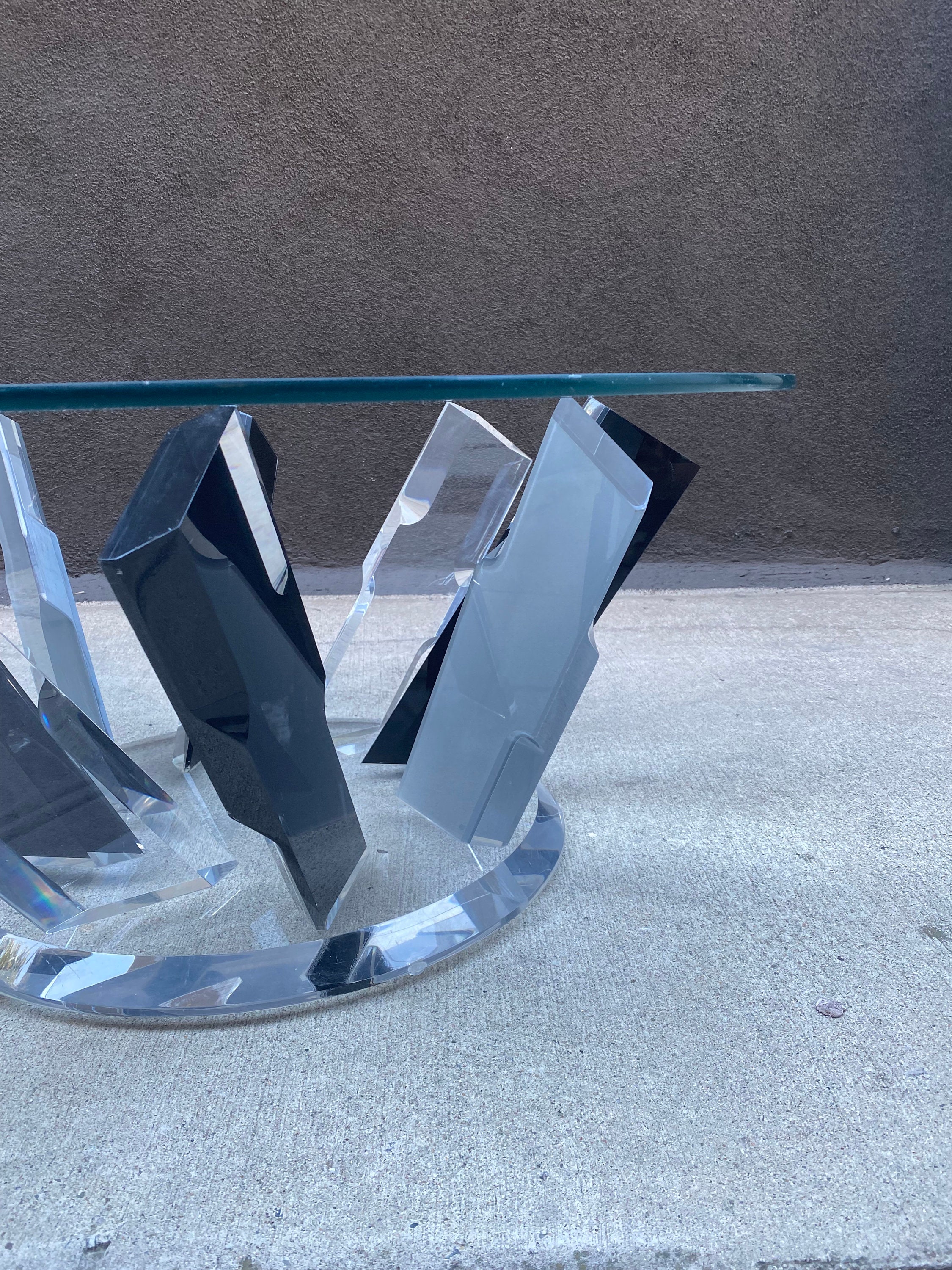 Postmodern Lucite & Glass Round Coffee Table - Etsy