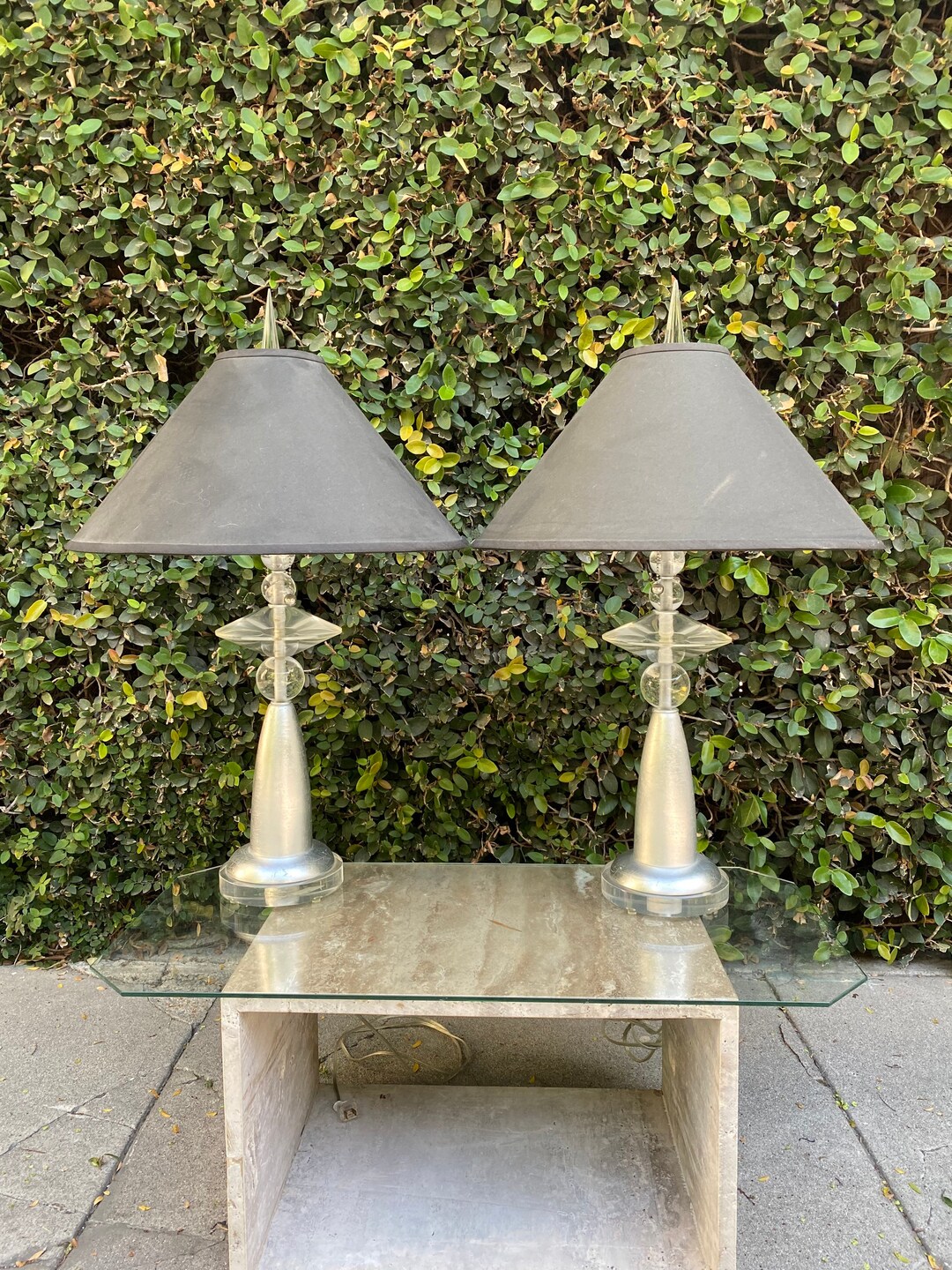 Pair of Postmodern Lucite Geometric Lamps - Etsy