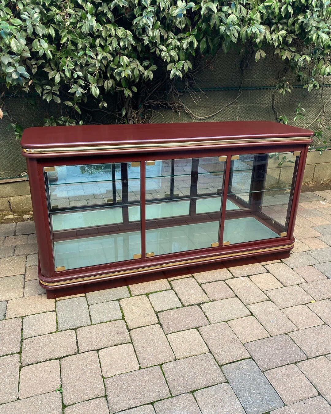 Postmodern Mirrored Maroon & Gold Glass Media Stand Console - Etsy