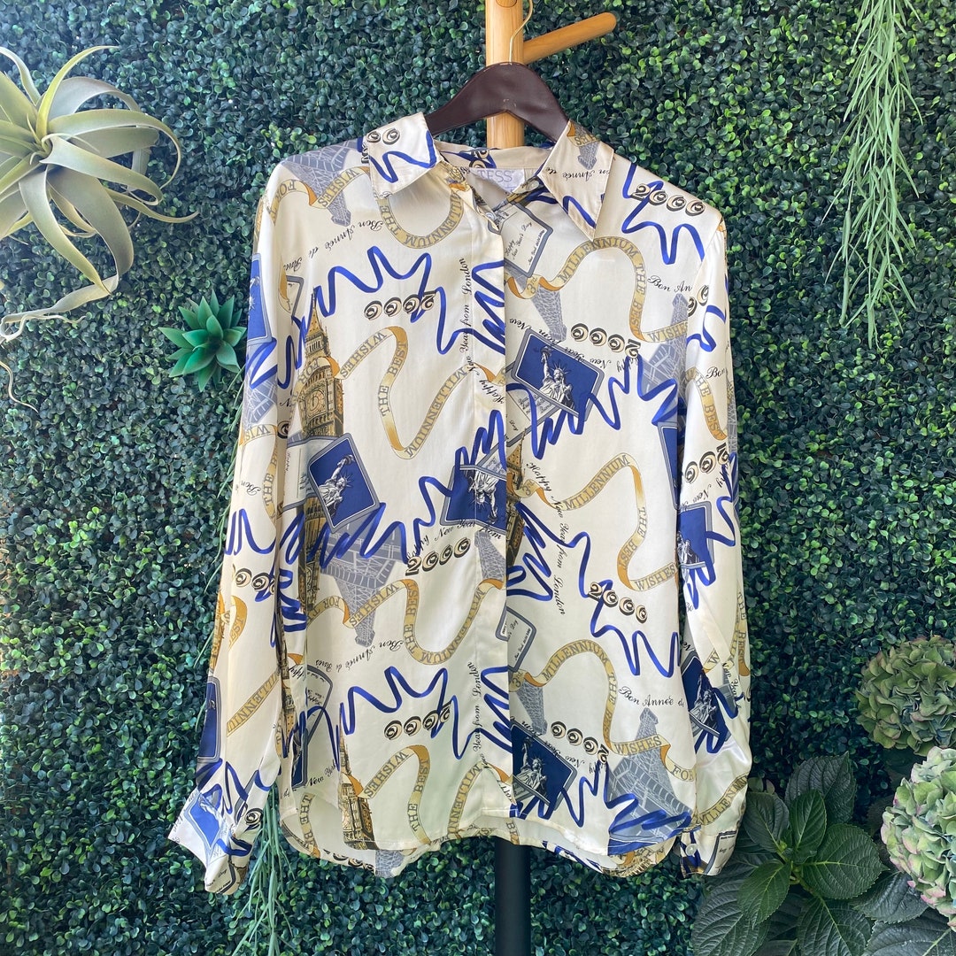 Y2K Millenium Silk Long Sleeve Shirt - Etsy