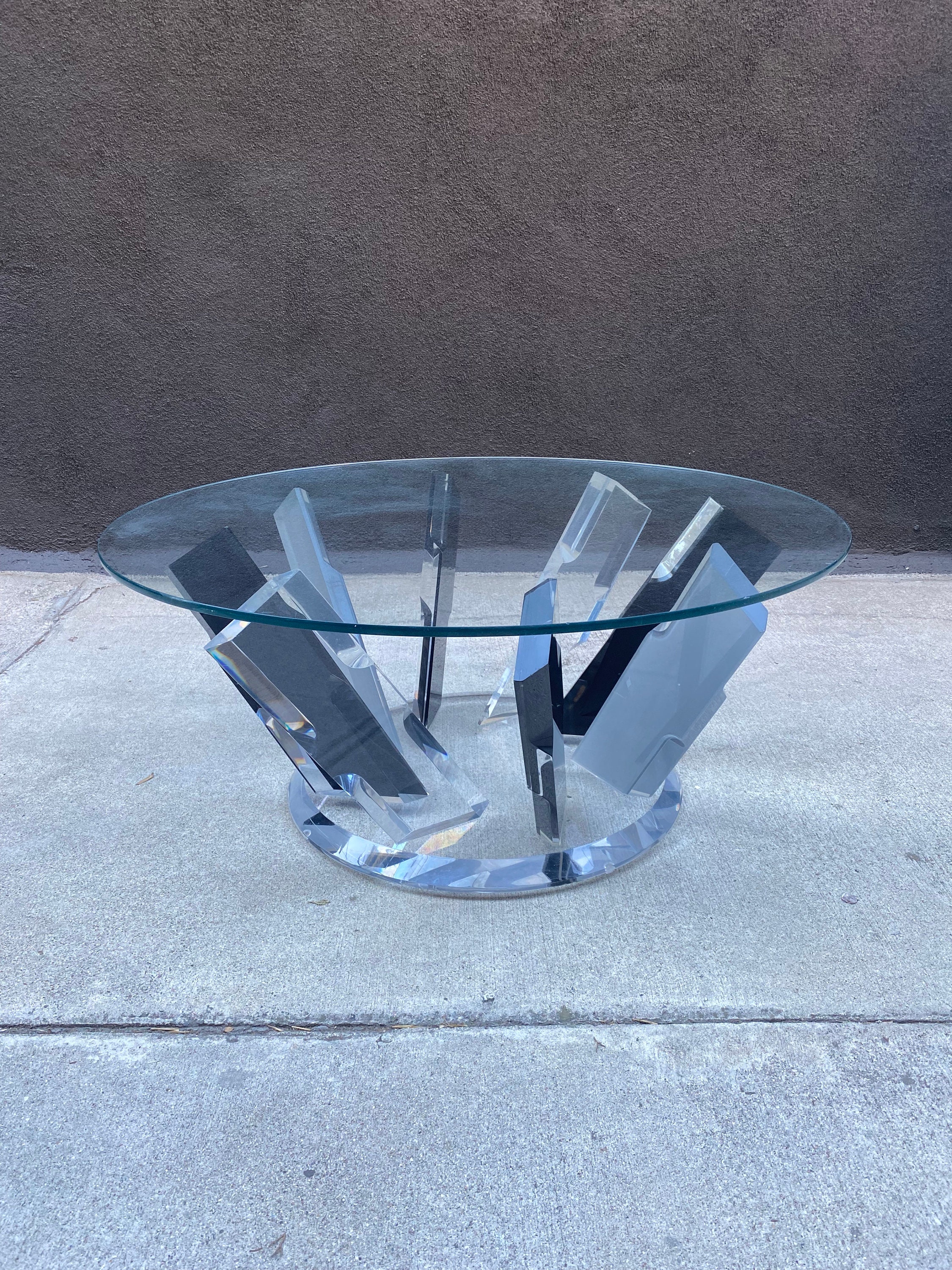 Postmodern Lucite & Glass Round Coffee Table - Etsy