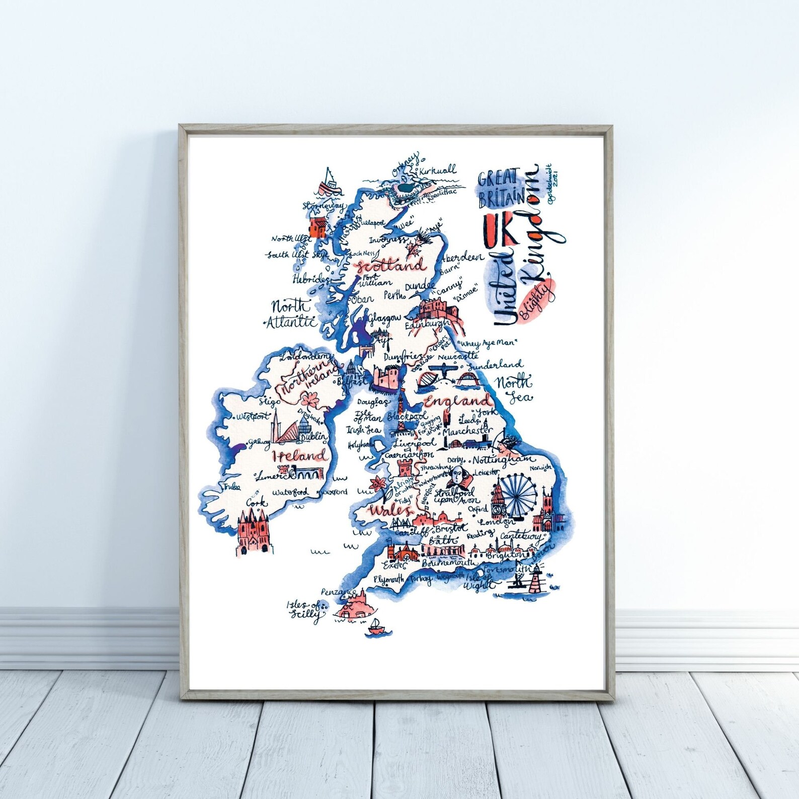 UK Map Digital Download Wall Art Print Home Decor British - Etsy