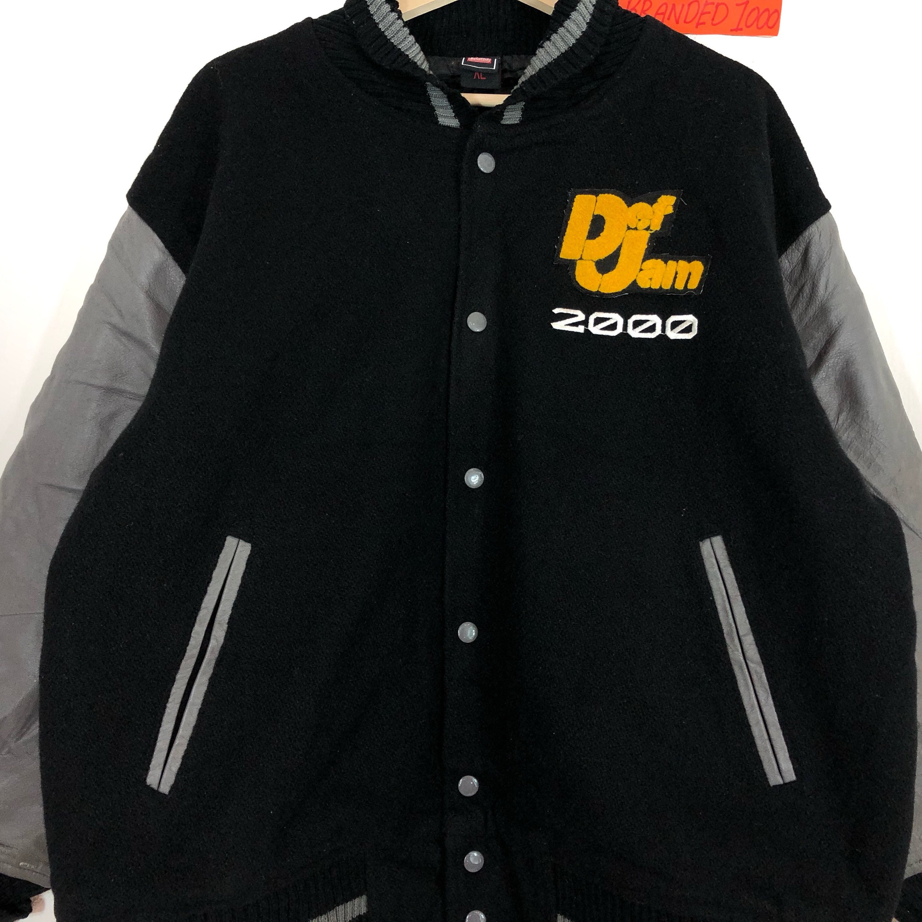 Rare Vintage Def Jam Varsity Bomber Jacket Cow Leather Wool Hip Hop Rap ...