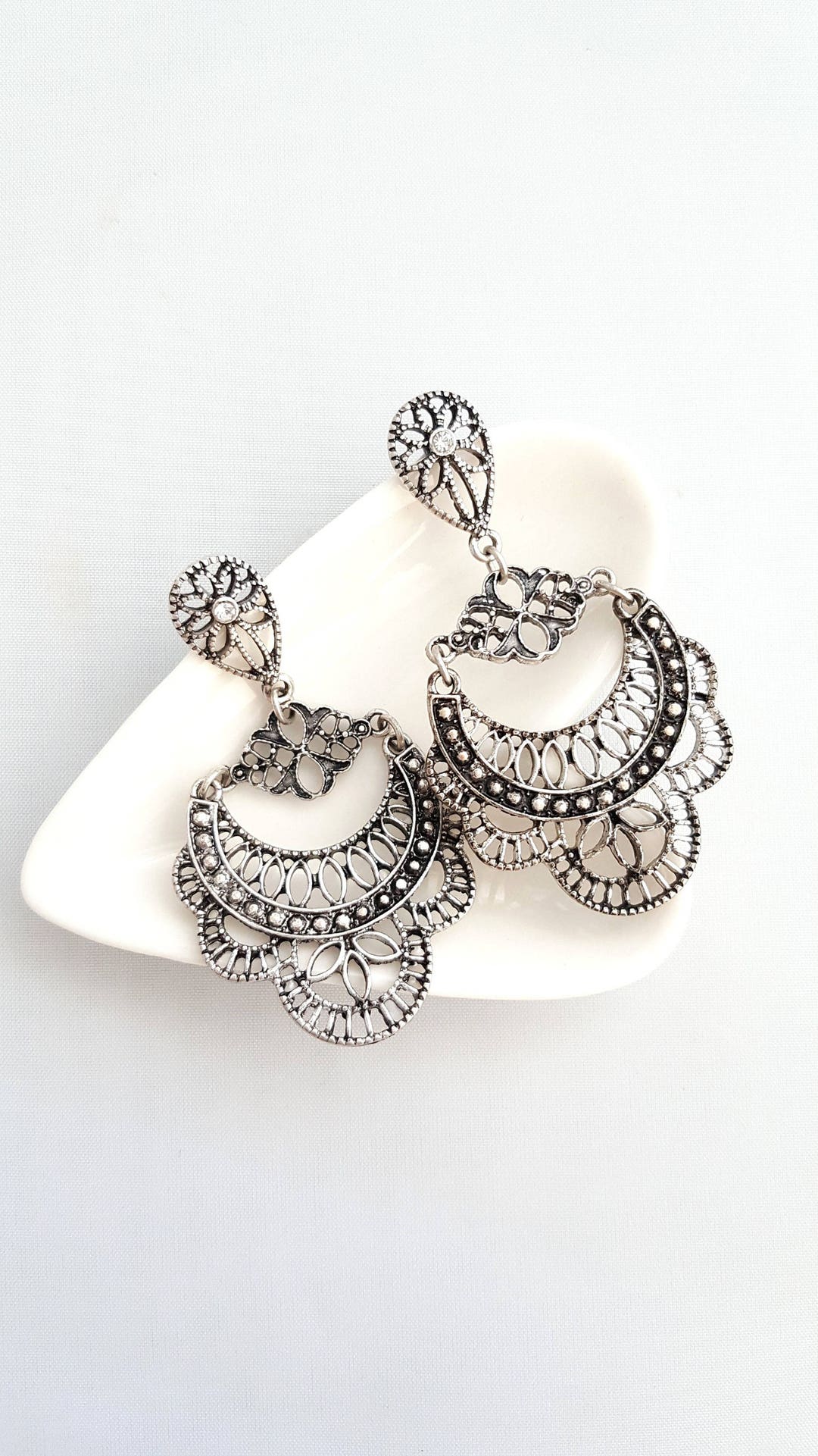 Tribal Earrings,silver Tribal Earrings,boho Earrings,boho Dangle ...